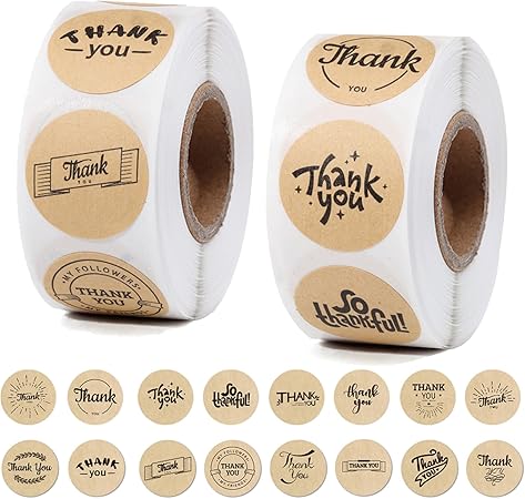 Amazon.com: Slycgike 1000 Pcs Thank You Stickers 1inch Thank You Label ...