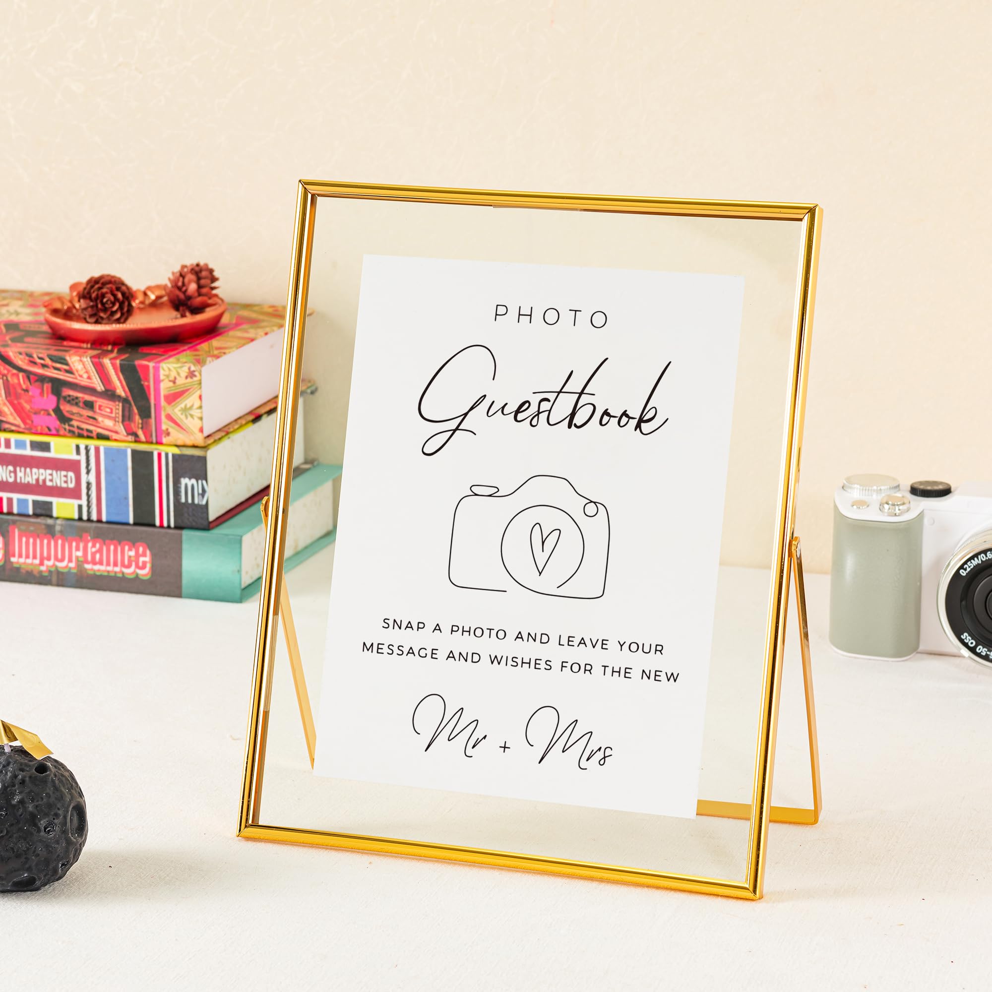 Snapklik.com : Photo Guest Book Gold Sign Holder, 8x10in Glass Picture ...