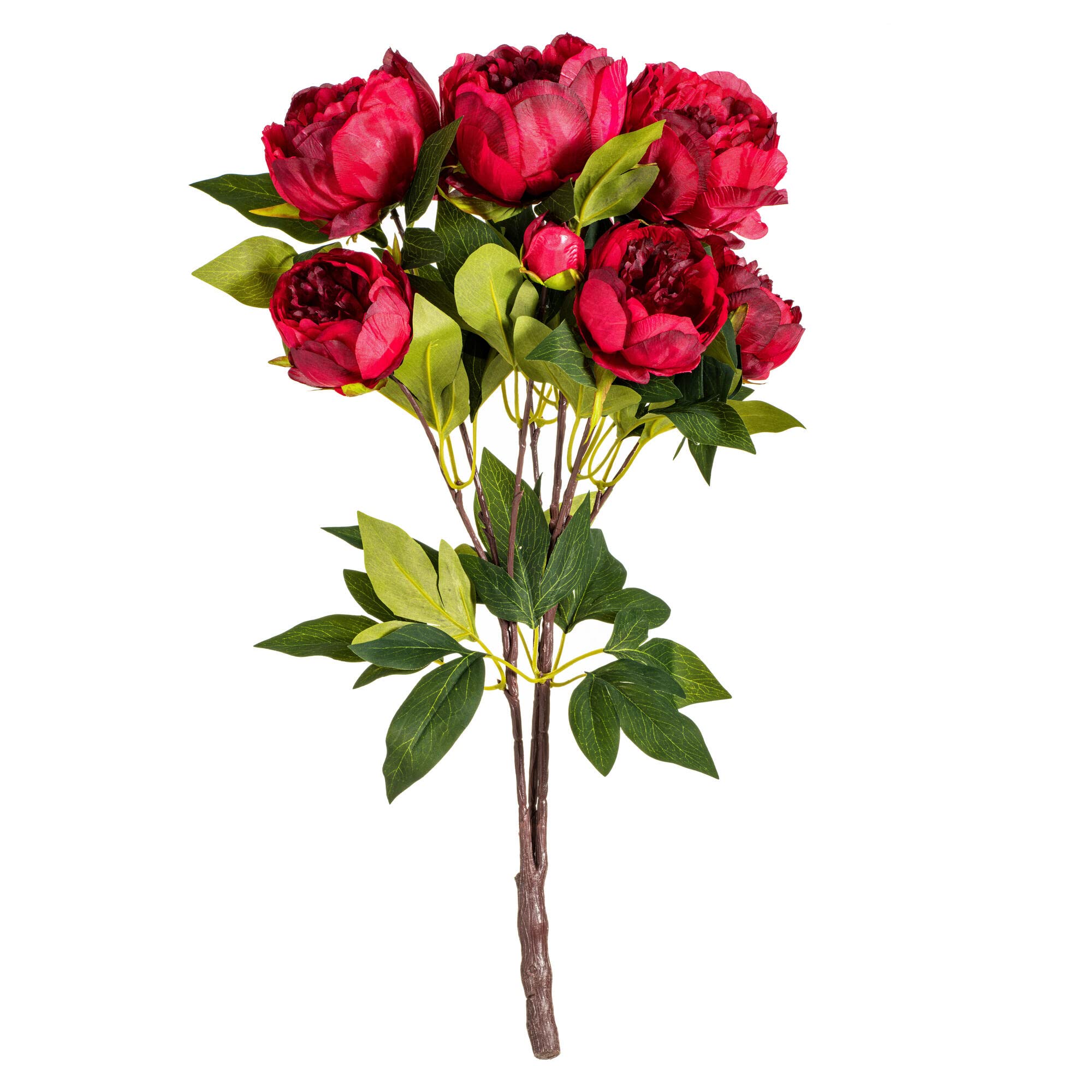 Vickerman 23'' Everyday Artificial Red Peony Bush - Realistic Faux ...