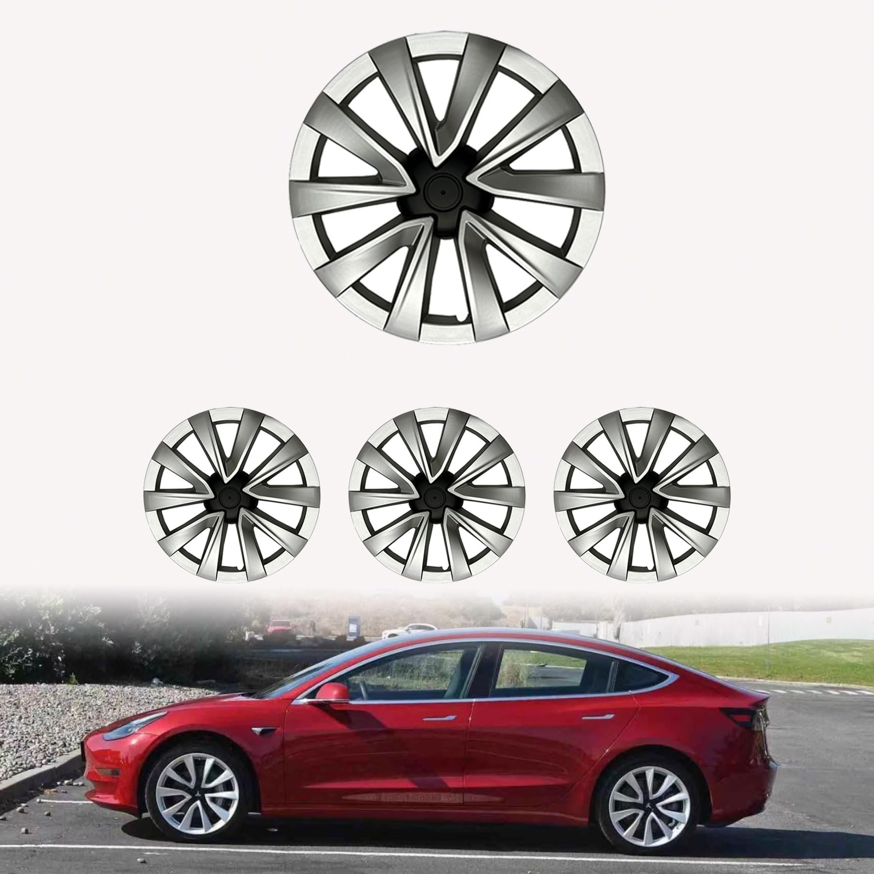 Amazon.com: KAVANIC 4PCS fits Tesla 3 Wheel Cover 18 Inch-Arachnid ...