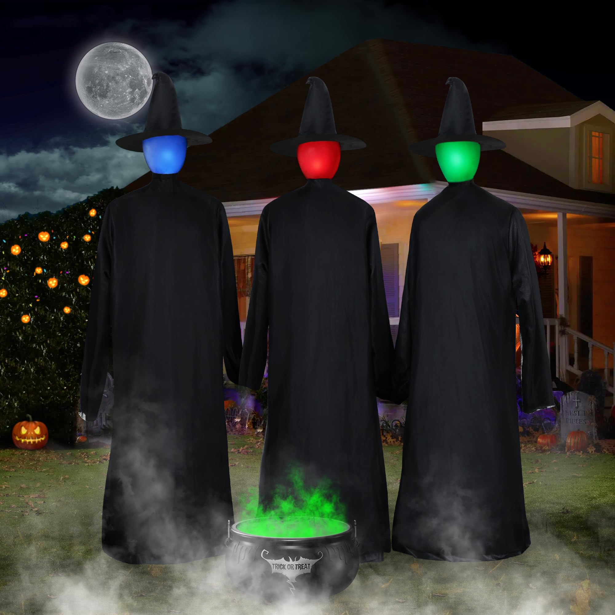 Amazon.com: DJROLL 6 FT Halloween Decorations Outdoor Witches, 3 Pack ...