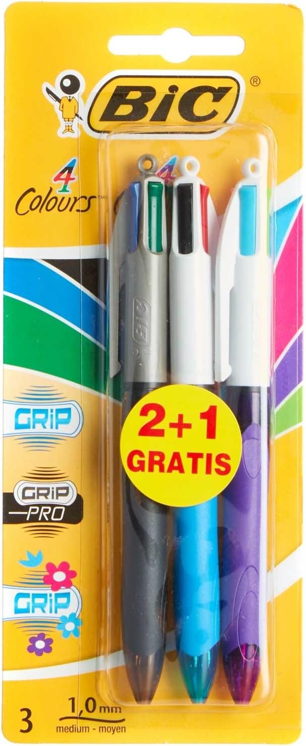 Amazon.com : Bic 4 Colours Assorted Retractable Medium Point (1.0 mm ...