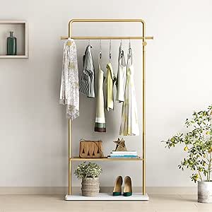 TIEOU Gold Clothes Rack with Shelf, Gold Clothing Racks for Boutiques ...