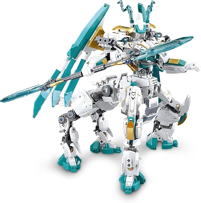 Amazon.com: HIGH GODO Dragon Transforming Mech Building Blocks Set, 2 in 1 Warrior City Action ...