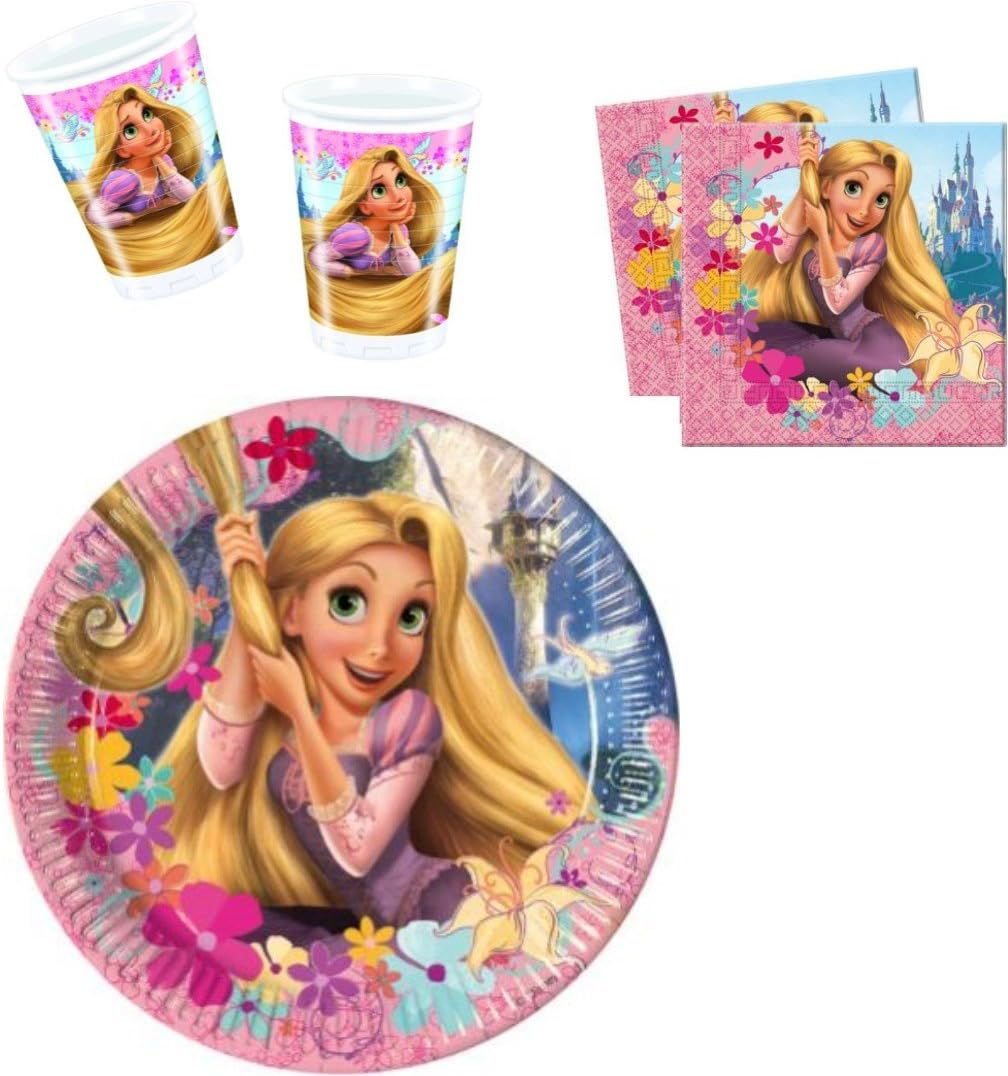 Disney Tangled Rapunzel Party Set Cups Plates Napkins : Amazon.co.uk ...
