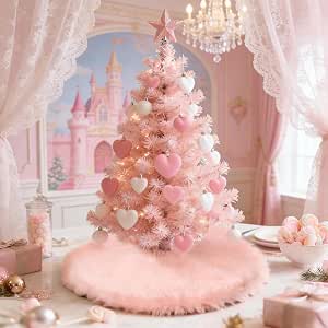 Amazon.com: Ivarunner Small Pink Valentine's Day Tree Skirt 24 Inch ...