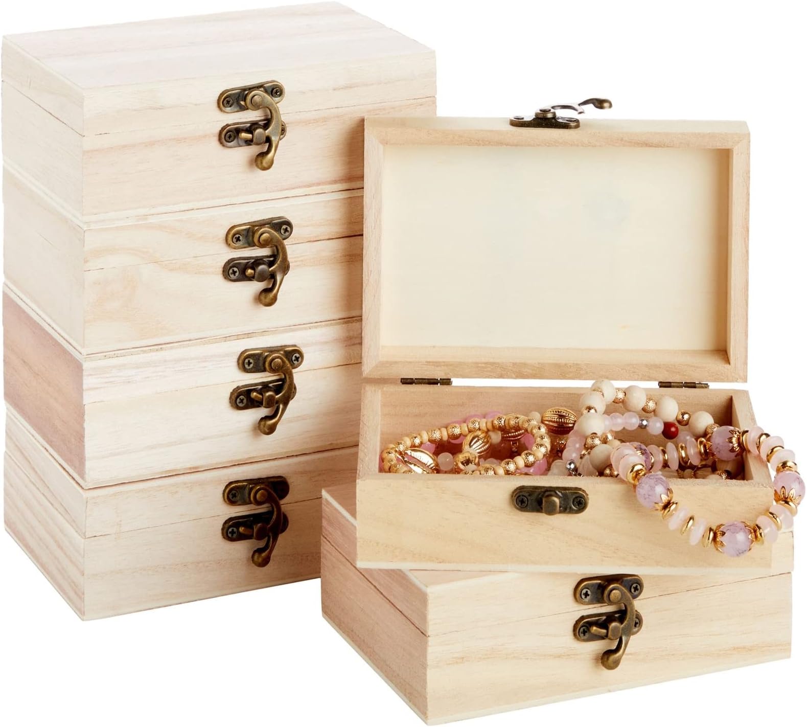 Amazon.com: ADXCO 8 Pieces Unfinished Pine Wood Box with Hinged Lid ...