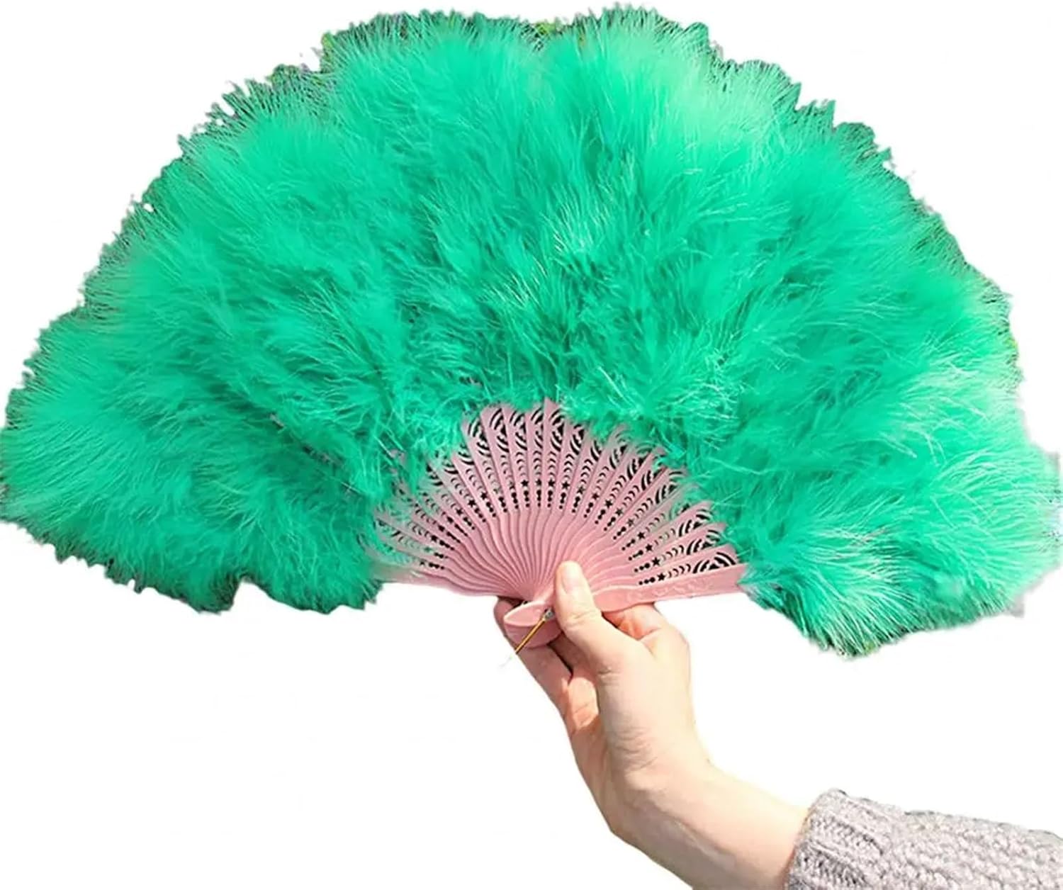 Ostrich Feather Fans, Folding Fake Feather Fan Bright Dance Feather Fan ...
