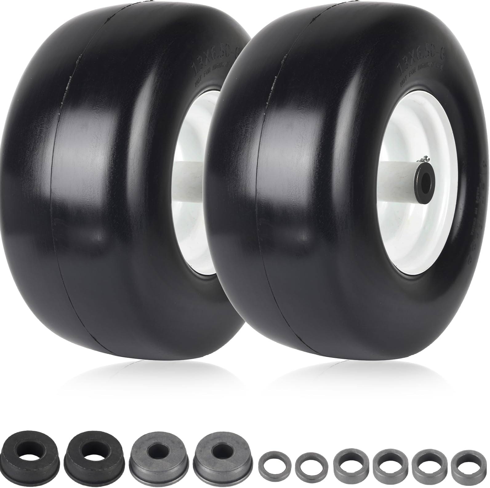 Amazon.com : Set of 2-13x6.50-6 Smooth Lawn Mower Wheel Assembly (3/4 ...