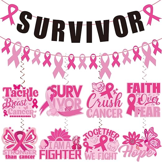 Amazon.com: Breast Cancer Awareness Decorations Banner Set Include 1pc ...