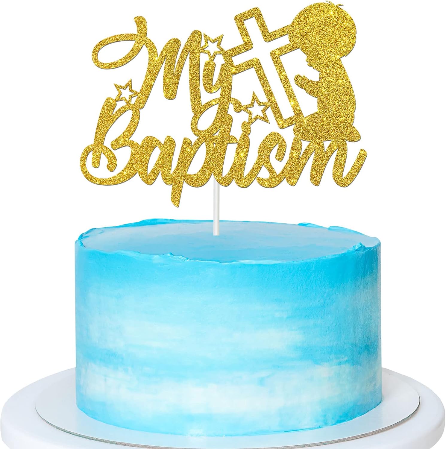 Amazon.com: Gold Glitter My Baptism Cake Topper - for Baby Shower/Bless ...