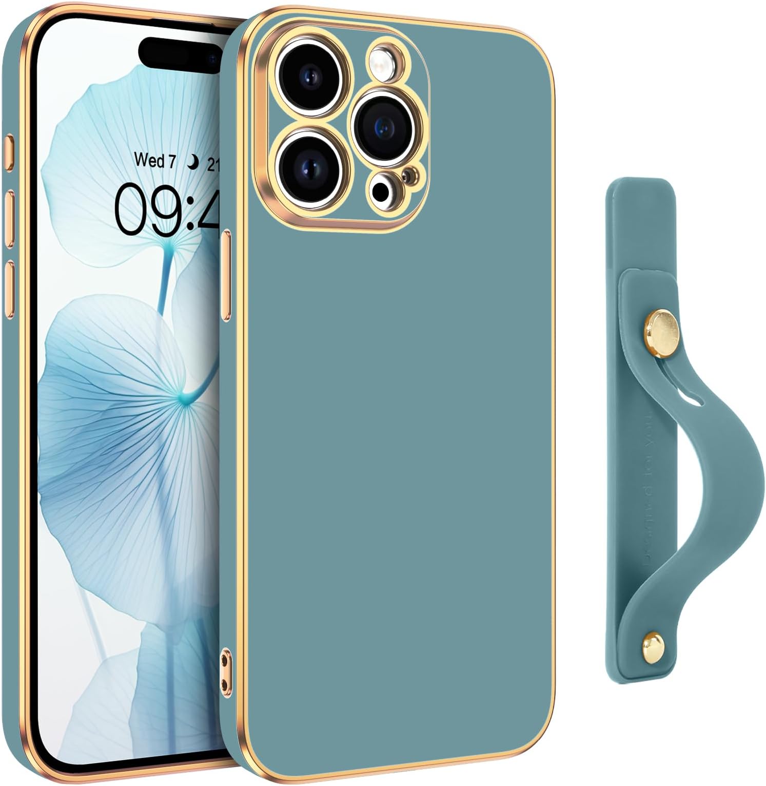 Amazon.com: GUAGUA for iPhone 15 Pro Case 6.1 Inch with Wrist Strap Slim Soft Electroplated TPU ...