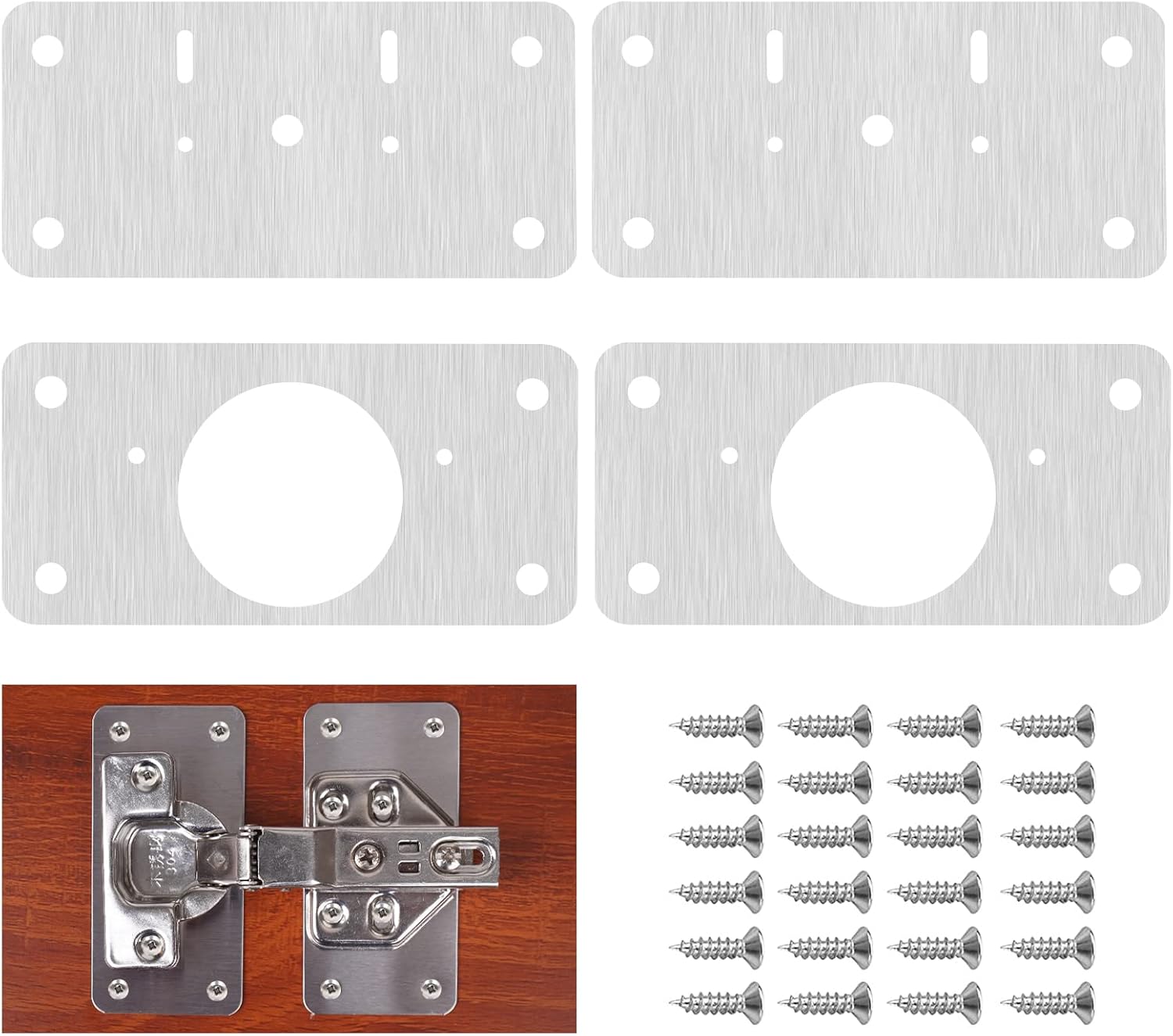 Zqeven 4-Pack Hinge Repair Kit - Cabinet Door Hinge Repair Plate Hinge ...