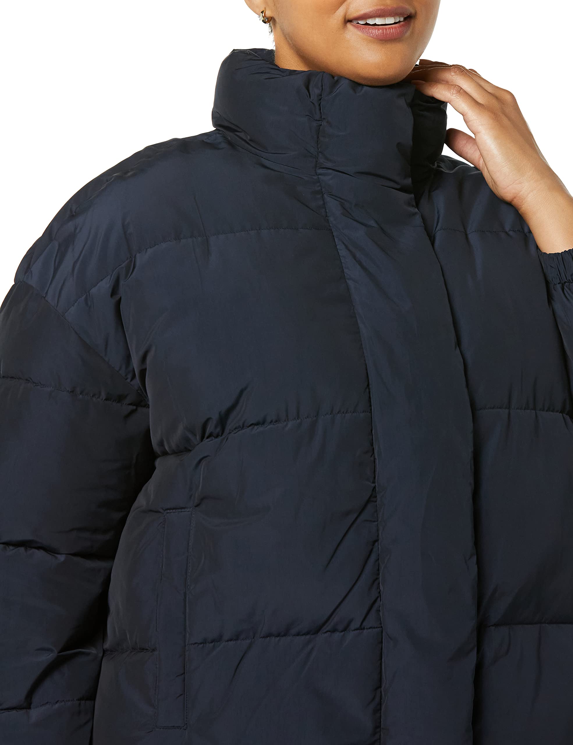 Snapklik.com : Essentials Womens Relaxed-Fit Mock-Neck Short Puffer Jacket