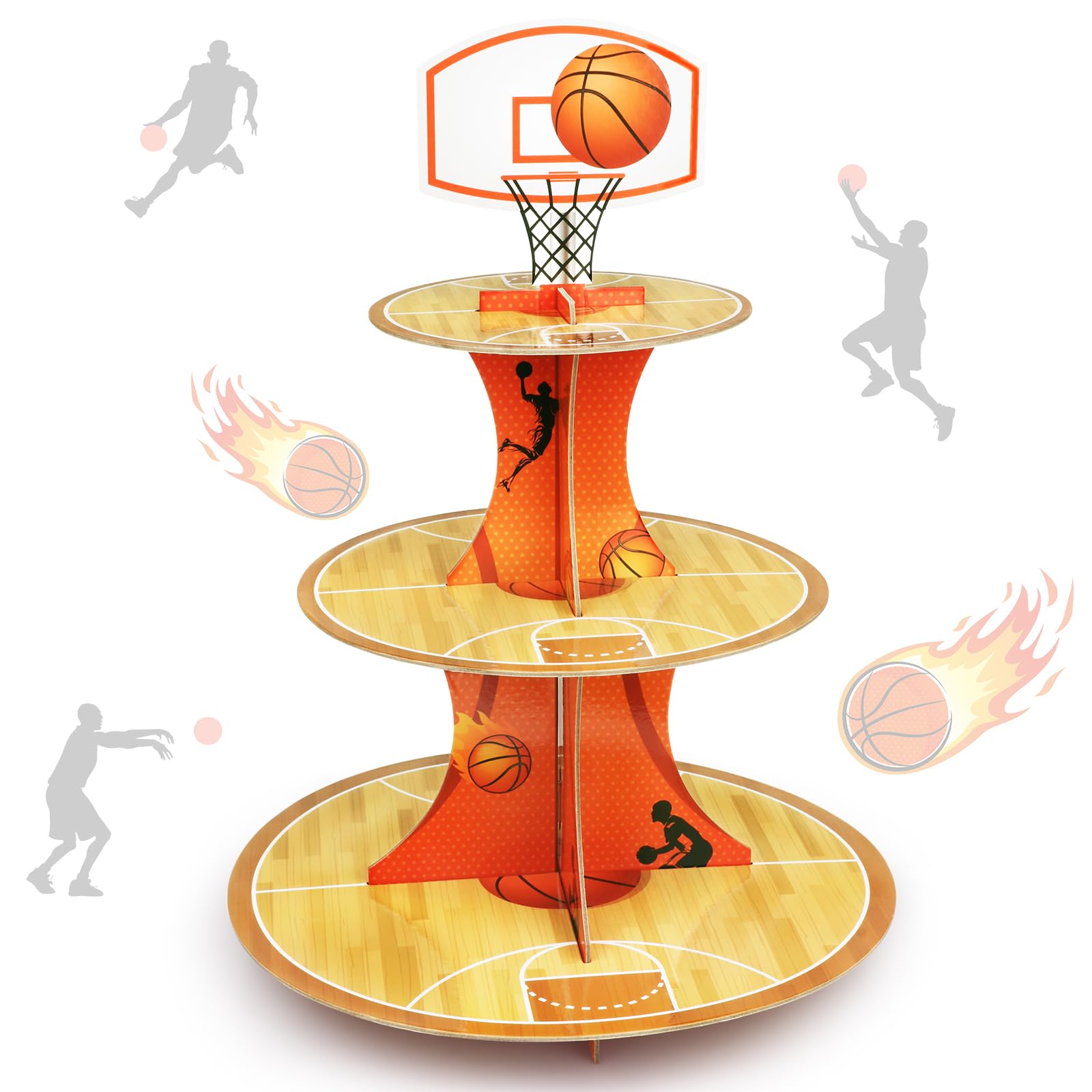 Snapklik.com : Basketball Party Supplies 3 Tier Cupcake Stand Cardboard ...