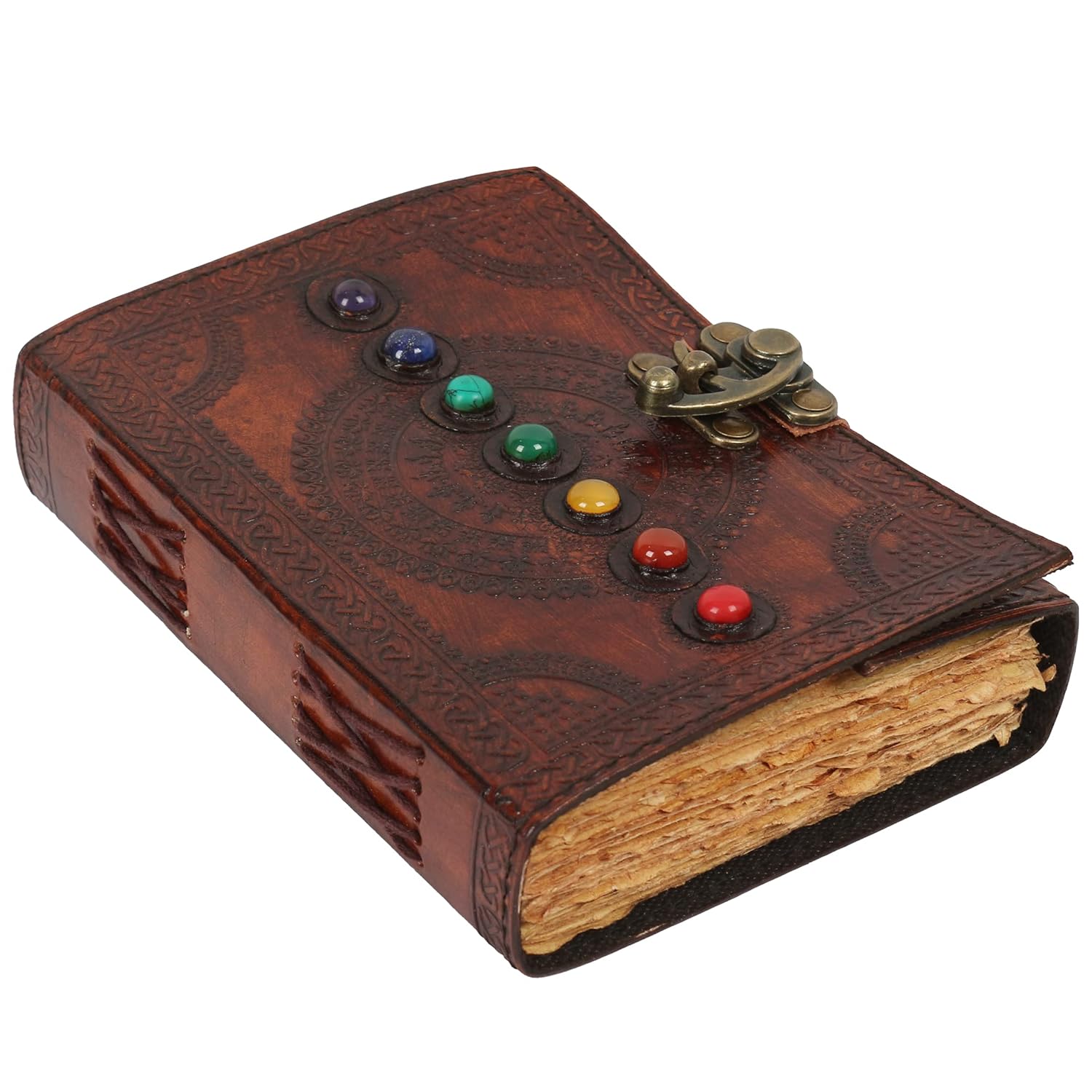 SH SHIFAA HANDICRAFT Journal Book Seven Chakra Medieval Stone Embossed ...