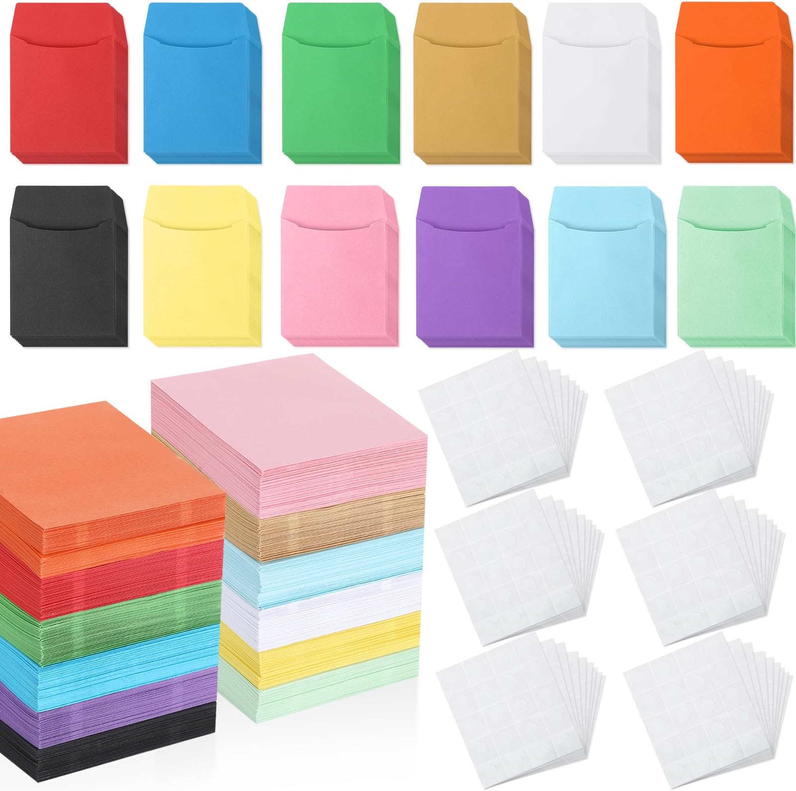 Amazon.com : 600 Pieces 3.5x5'' Small Pocket Envelopes Colorful Library ...