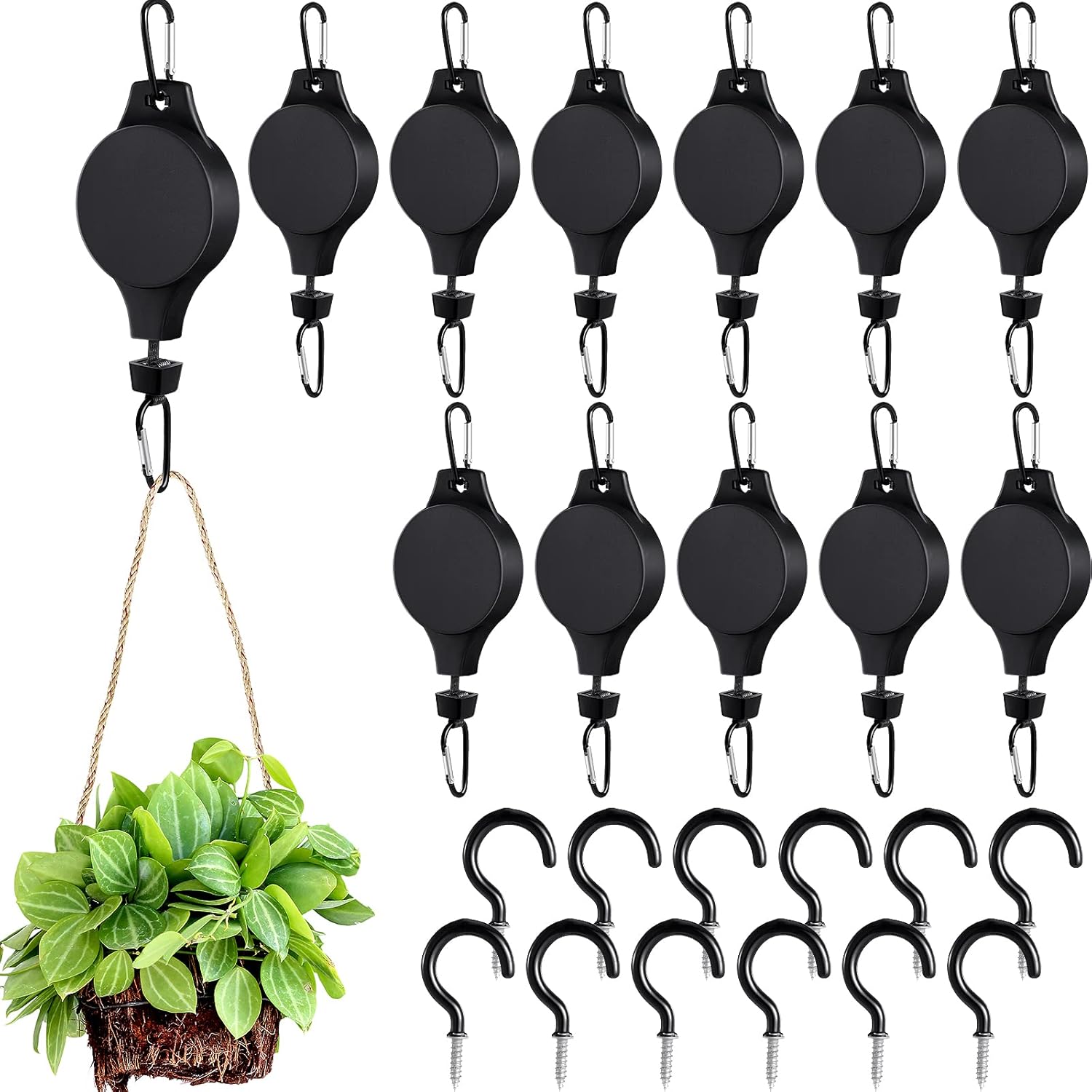 Amazon.com: Yexiya 12 Sets Retractable Plant Hanger Plant Pulley ...