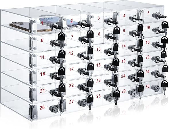 Amazon.com: Layhit 30 Slots Cell Phone Locker Box for Classroom Clear ...