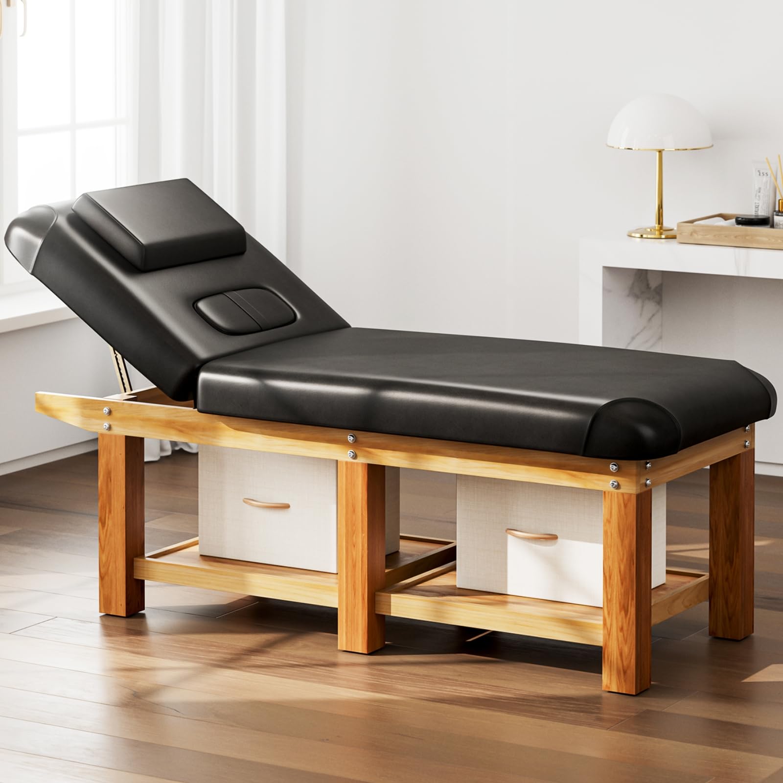 Amazon.com: SyyBhb Professional Stationary Wooden Massage Table with ...