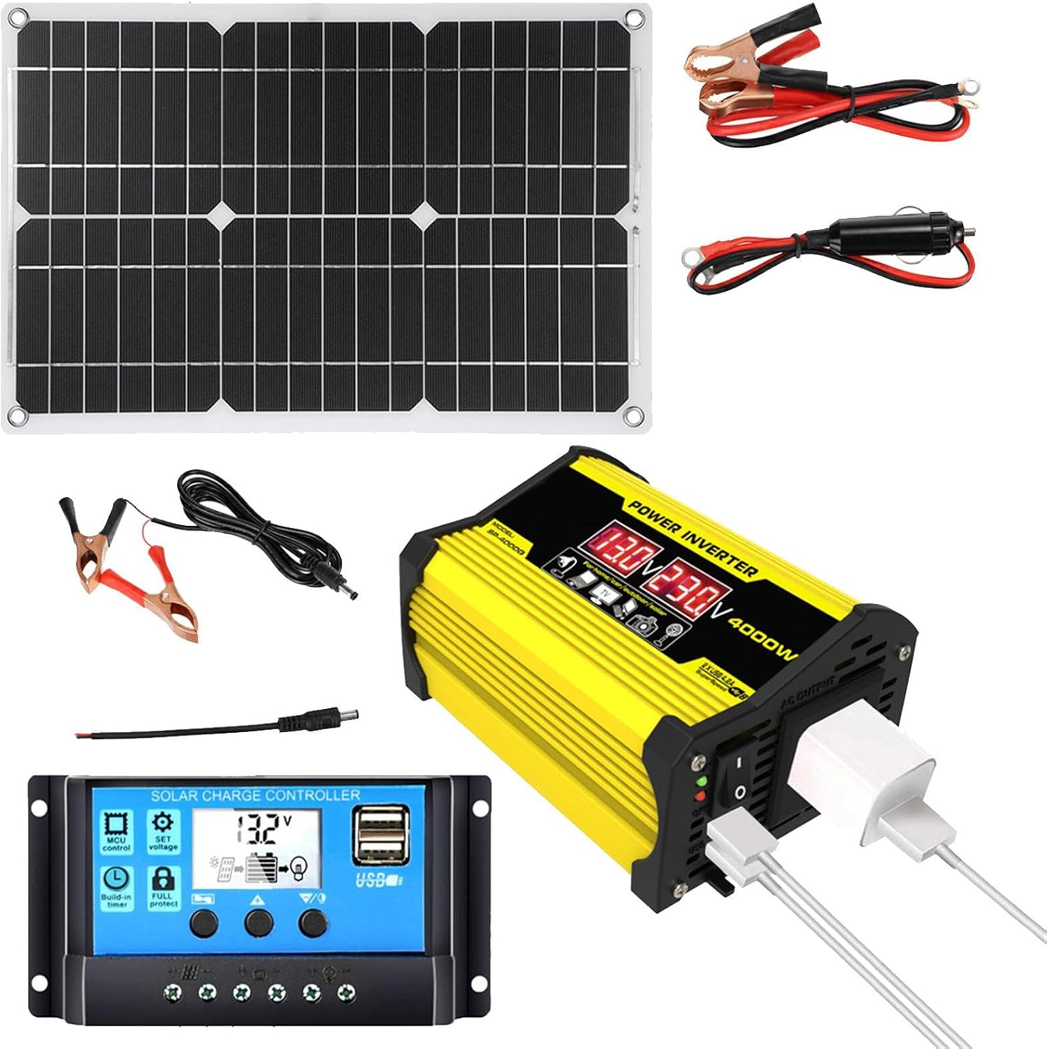 Amazon.com: Solar Panel Converter, 300Watt Portable Solar Kit ...