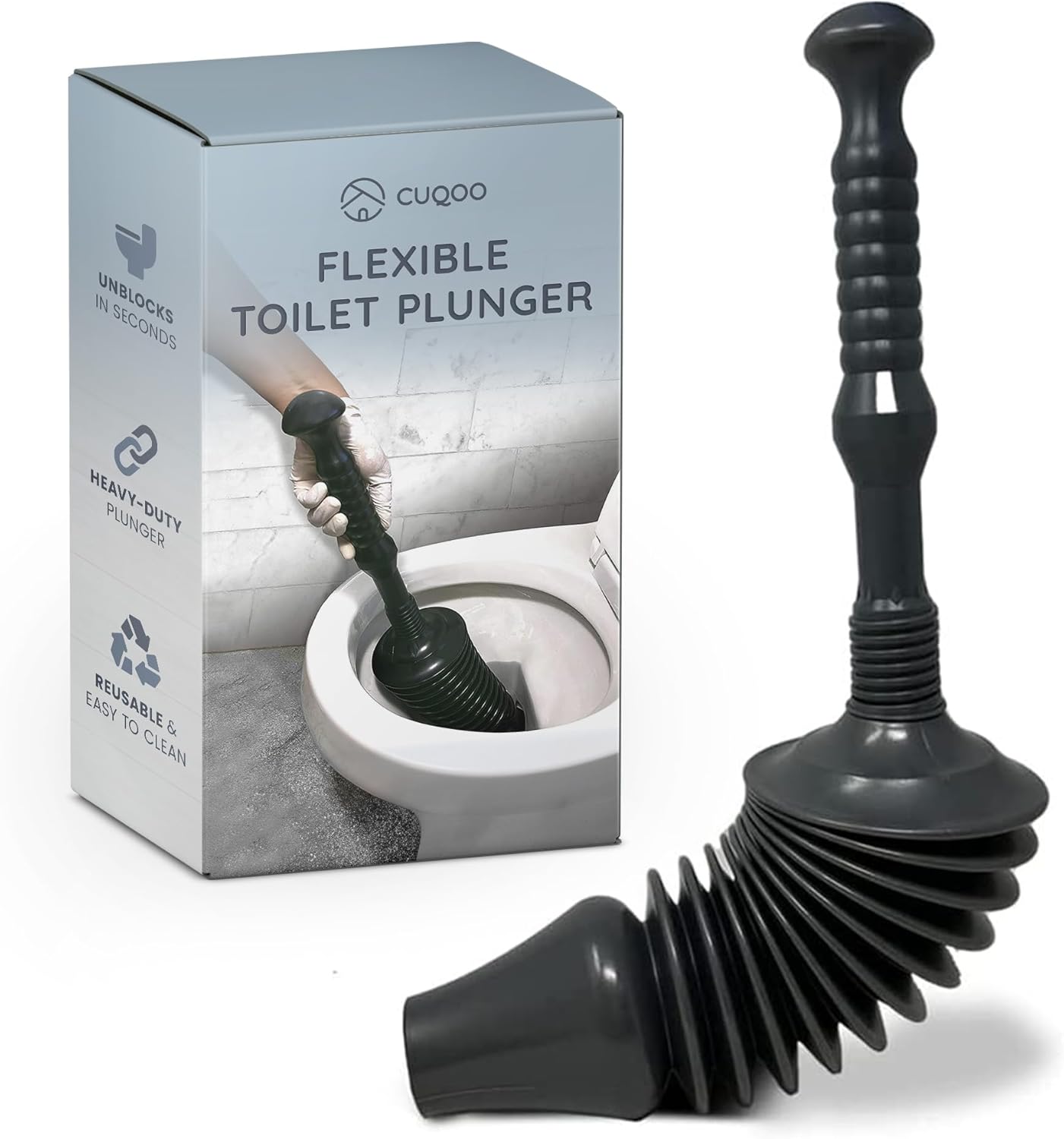 CUQOO Heavy Duty Sink and Toilet Plunger - Small Head Industrial Grade ...
