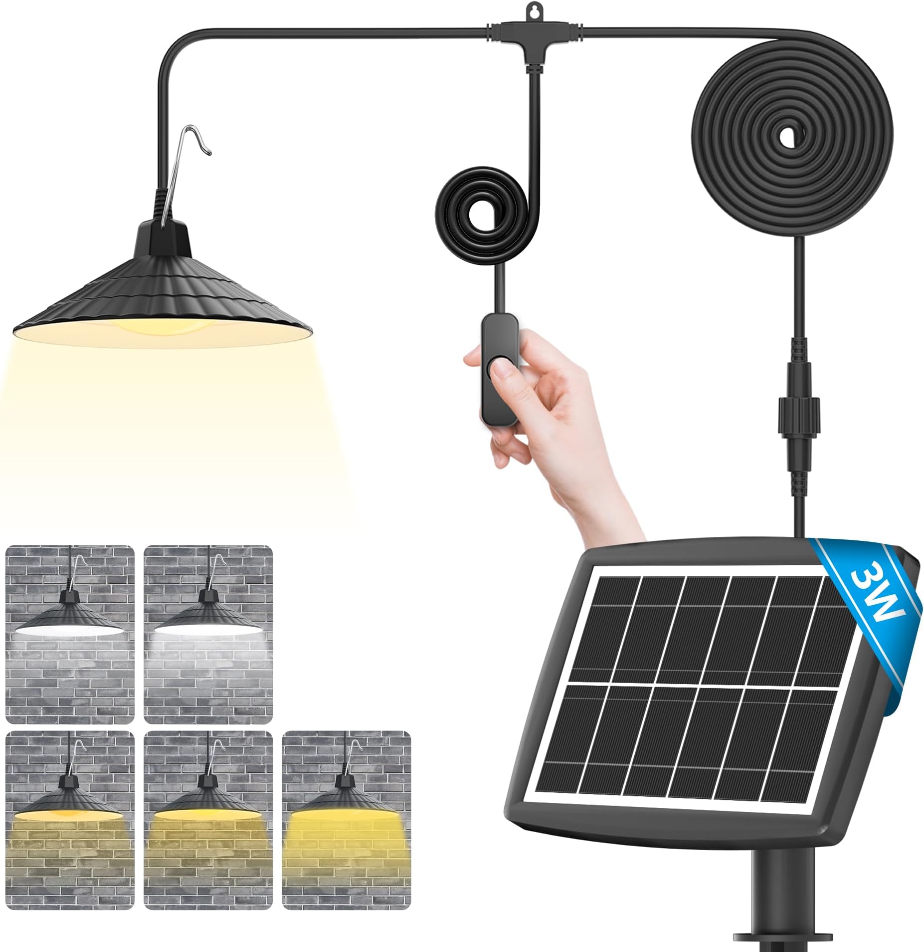 LITGURU Solar Pendant Light, Solar Light Indoor Outdoor for Home/Shed ...