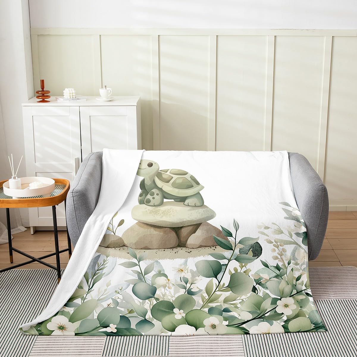 Amazon.com: Erosebridal Cute Tortoise Blanket Throw 50X60,Green Sea ...