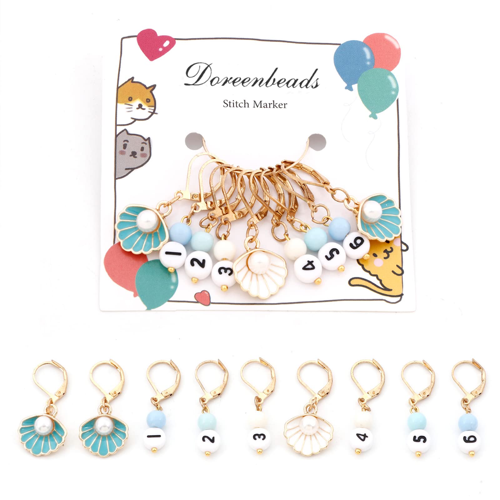 Amazon.com: DoreenBeads 9Pcs Pearl Shell Stitch Marker Charms for Crocheting and Knitting ...