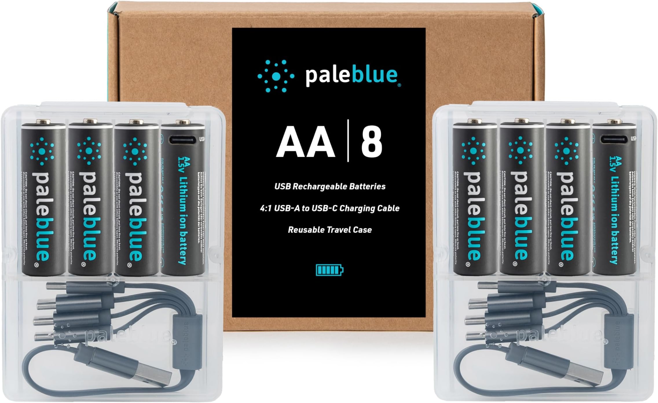 Amazon.com: USB Rechargeable AA Batteries by Pale Blue, Lithium Ion 1 ...