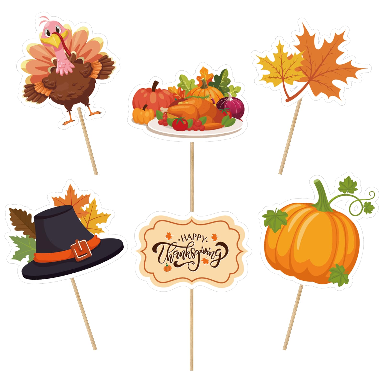 Amazon.com: Yoomod 96PCS Thanksgiving Cupcake Toppers - Thanksgiving ...