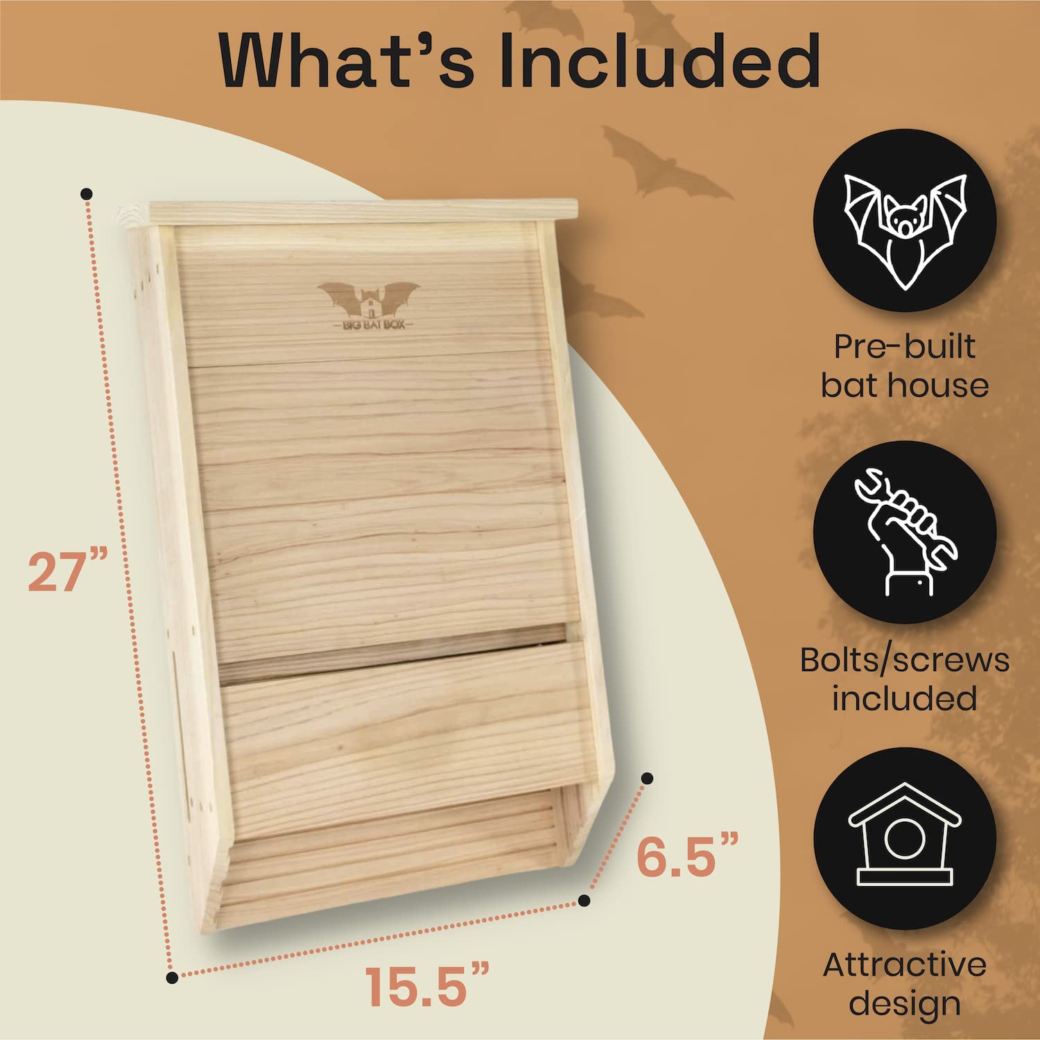 Big Bat Box- Large Bat House for Outdoors - MTBC Certified - 3 Chamber ...