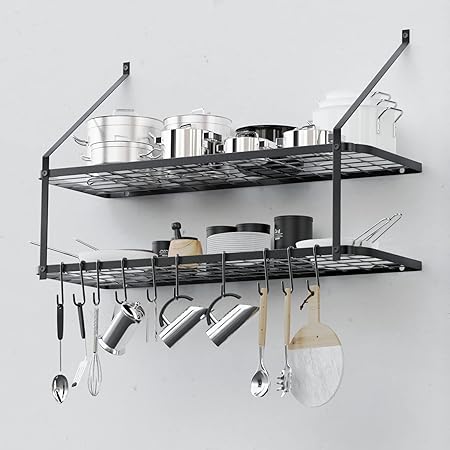 Amazon.com: KES 30-Inch Pot Rack 2 Tier Pan Rack for Kitchen Wall ...