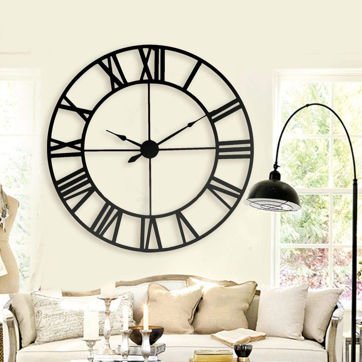 Amazon.com: Metal Roman Numeral Wall Clocks 80CM/31.5IN Iron Round ...