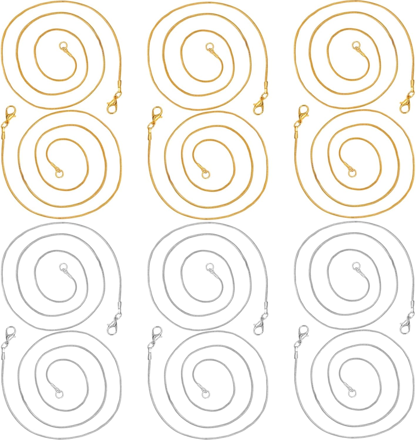 Amazon.com: EuTengHao 12Pcs Necklace Chains Snake Chain 1.2 mm Necklace ...