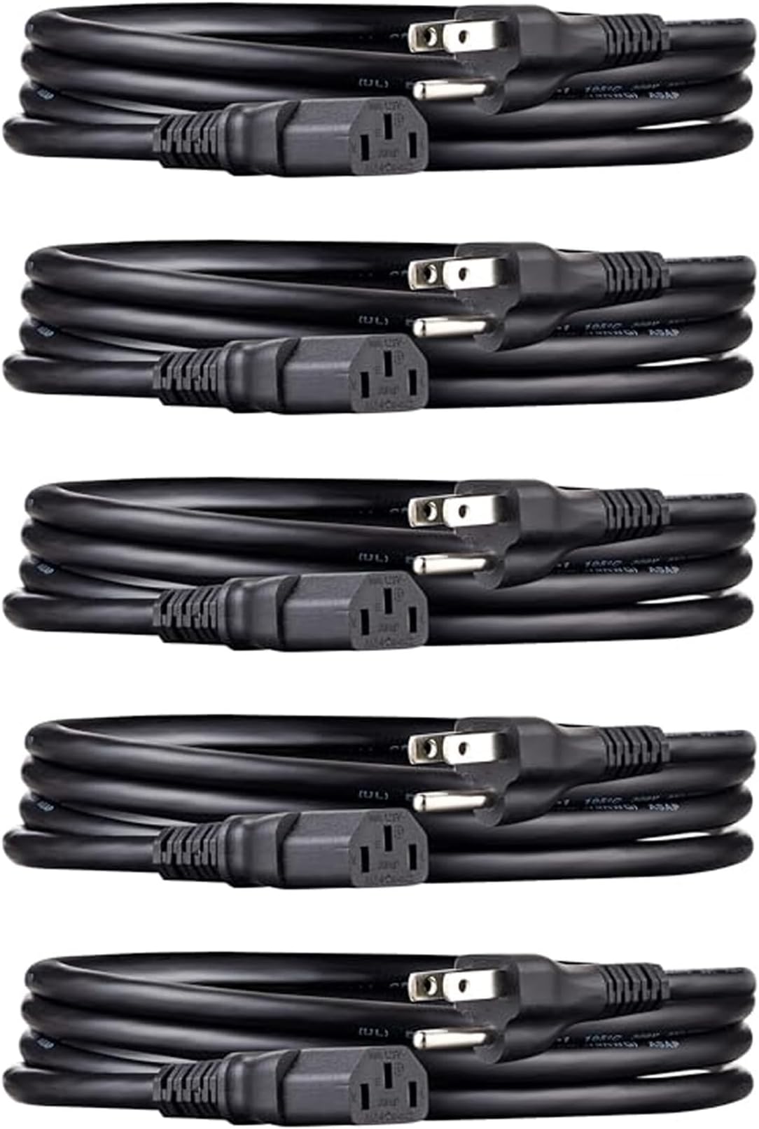 Amazon.com: Amazon Basics PC Power Cord, 6 feet, 5-Pack, AC Power Cord ...