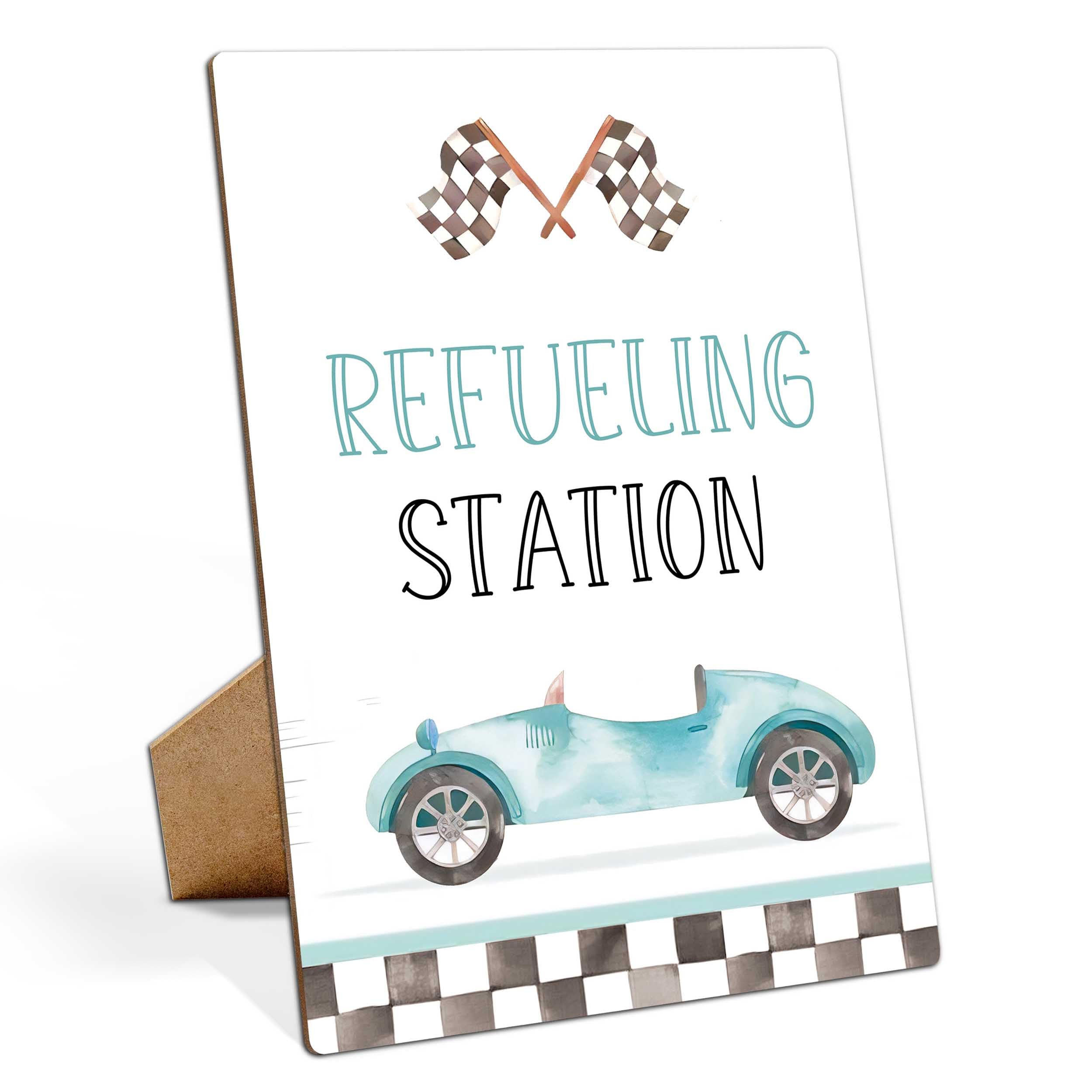Amazon.com: Race Car Birthday Party Signs, Refueling Station, 8×11 ...