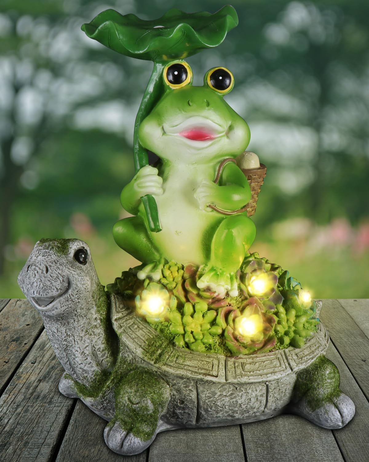 Amazon.com: shumi Solar Garden Statue Frog Figurine - Garden Art with ...