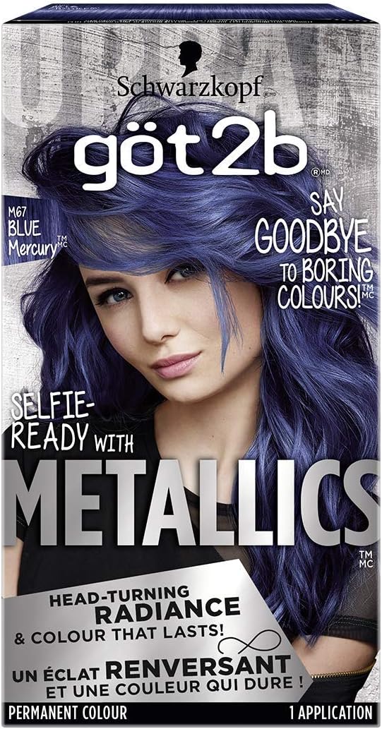 Schwarzkopf Got2b Metallics Permanent Hair Color, Blue Mercury M67, 142 ...