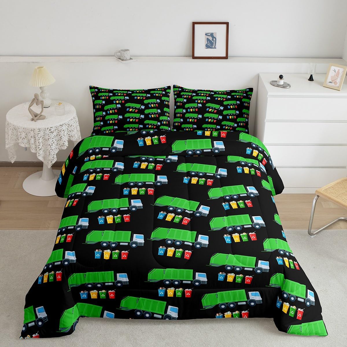 Amazon.com: Castle Fairy Garbage Truck Twin Size Comforter Set,Cartoon ...