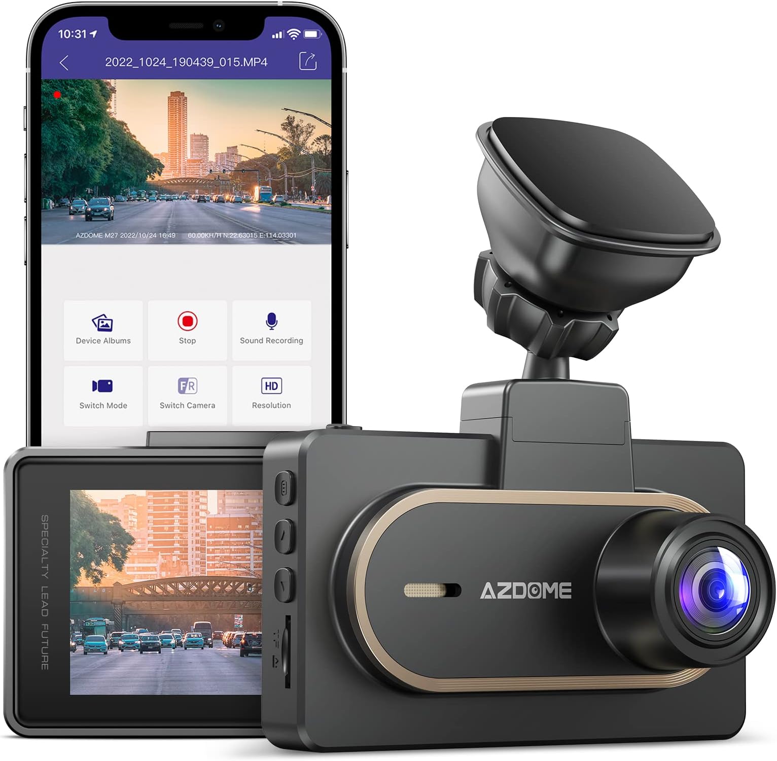 Amazon.com: AZDOME 2K Dash Cam, Built in WiFi, Dashboard Camera with ...