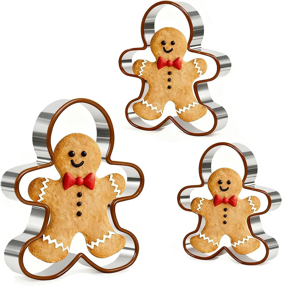Rolcheleego Gingerbread Man Cookie Cutters Set, 3 PCS Gingerbread Man ...