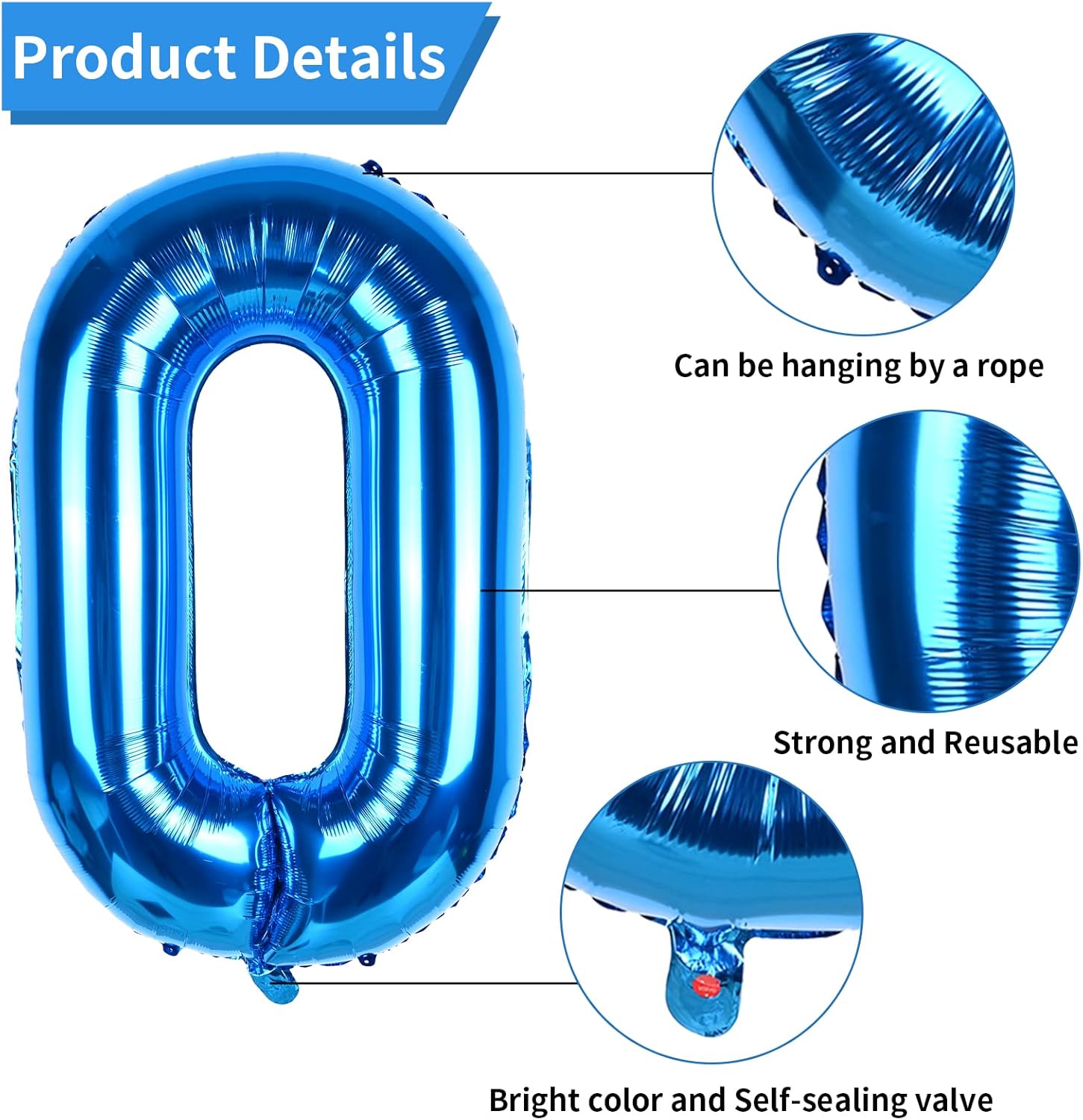 40 Inch Blue Large Numbers Balloons 40, Number 40 Birthday Balloons ...