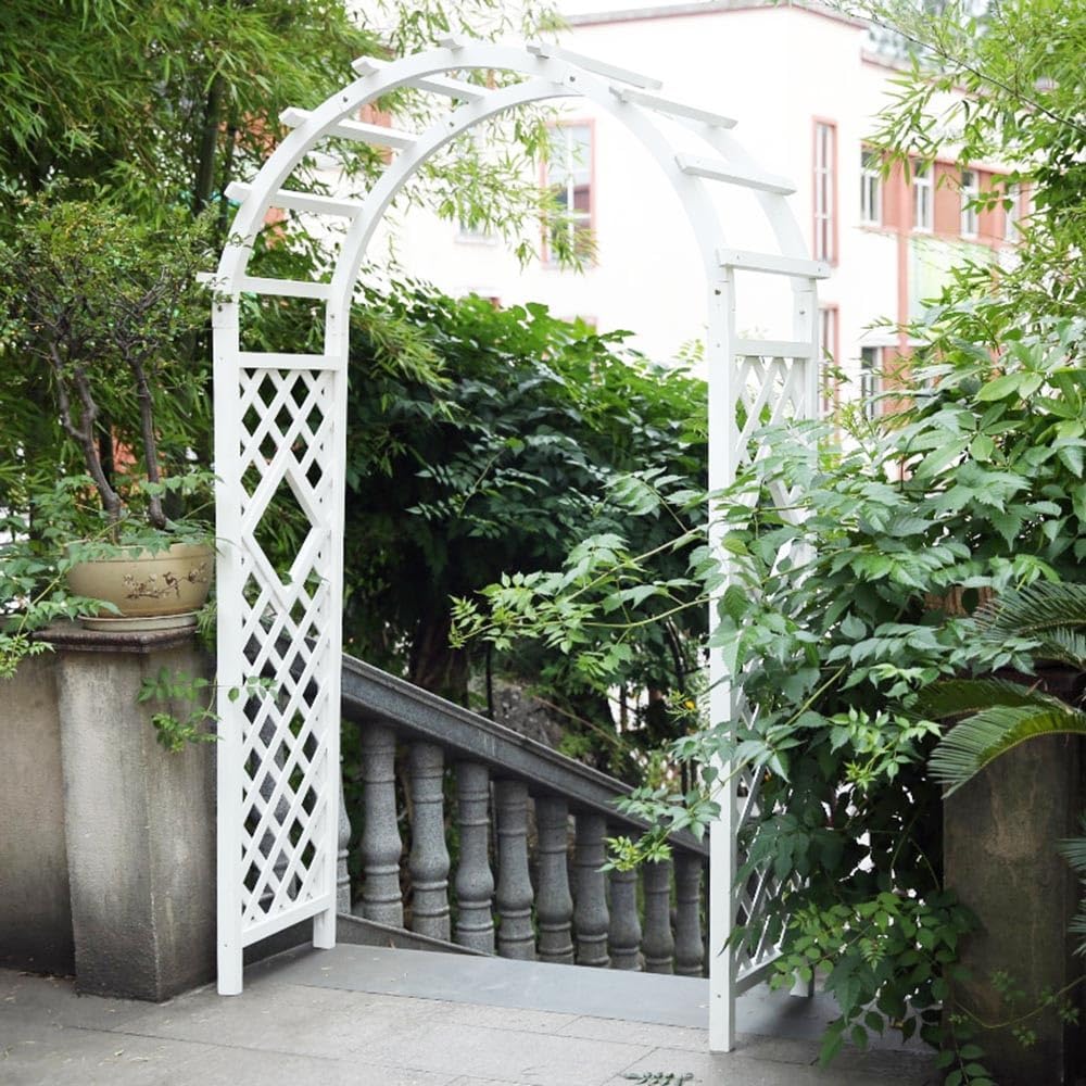 Wooden Garden Arbor Rose Archway Trellis 140cm White Heavy Duty ...