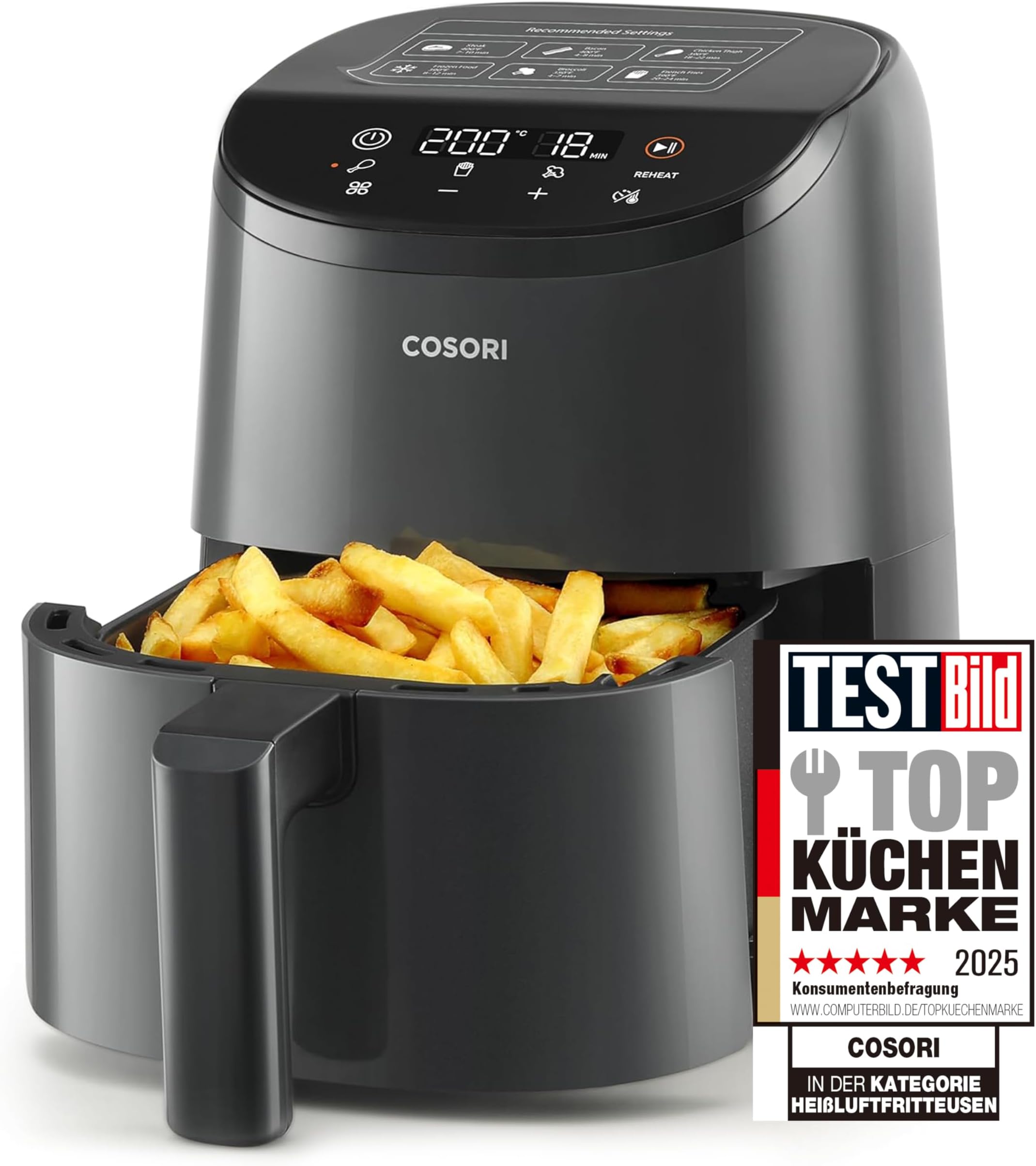 Tefal Mini Heißluftfritteuse Easy Fry Compact, Heissluftfritteuse klein ...