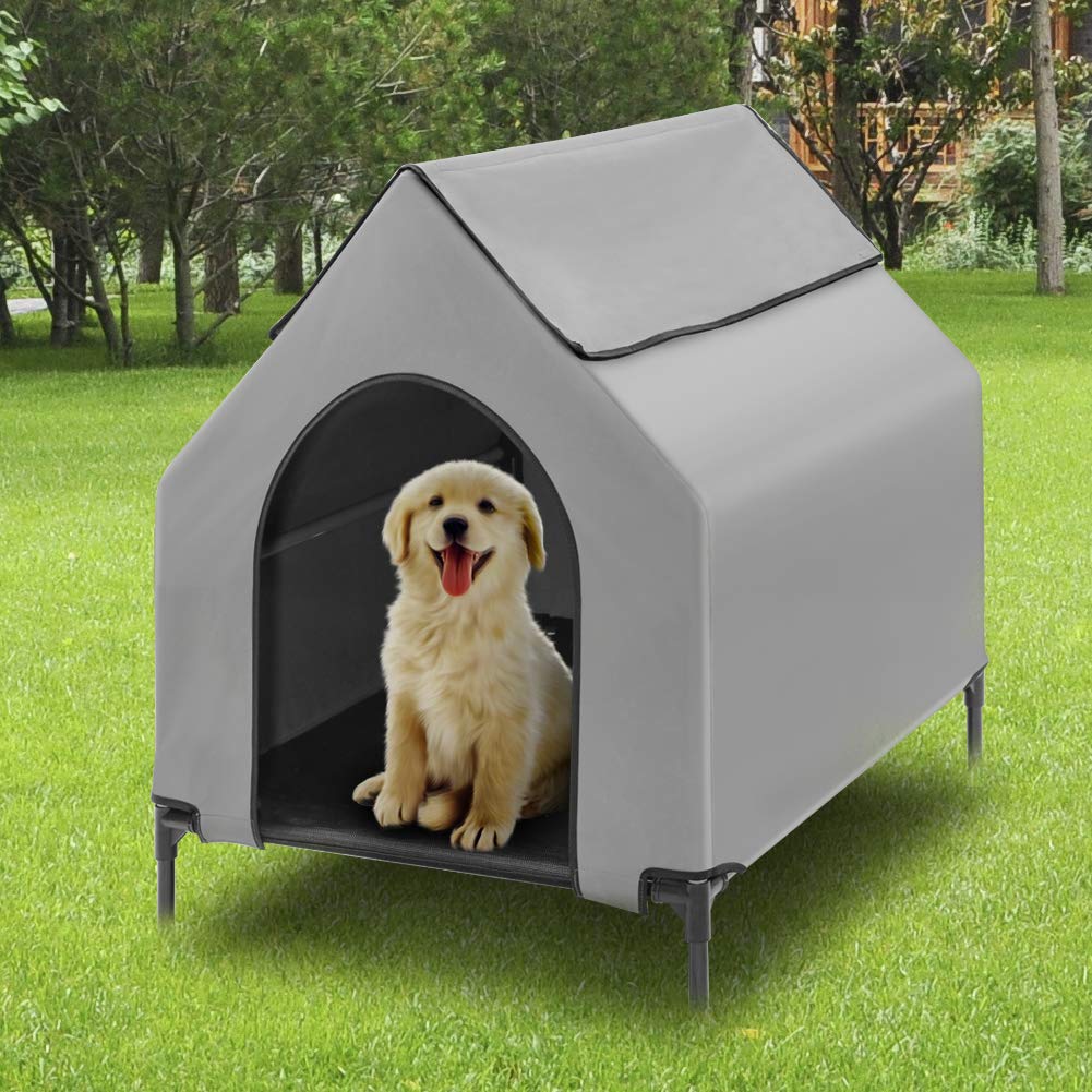 Zooba 2 in 1 Elevated Large Dog House, Weatherproof 600D PVC Dog House ...