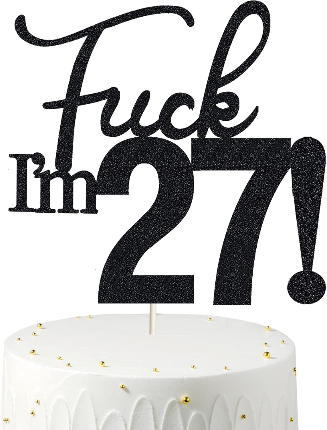 27 Cake Toppers - Black Glitter Birthday Decorations for Men and Women ...