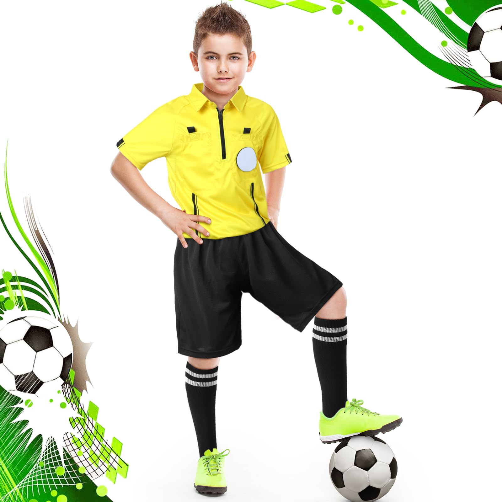 Soccer Referee Kit Kids 11-Piece Set - Costume With Shirt, Pants ...