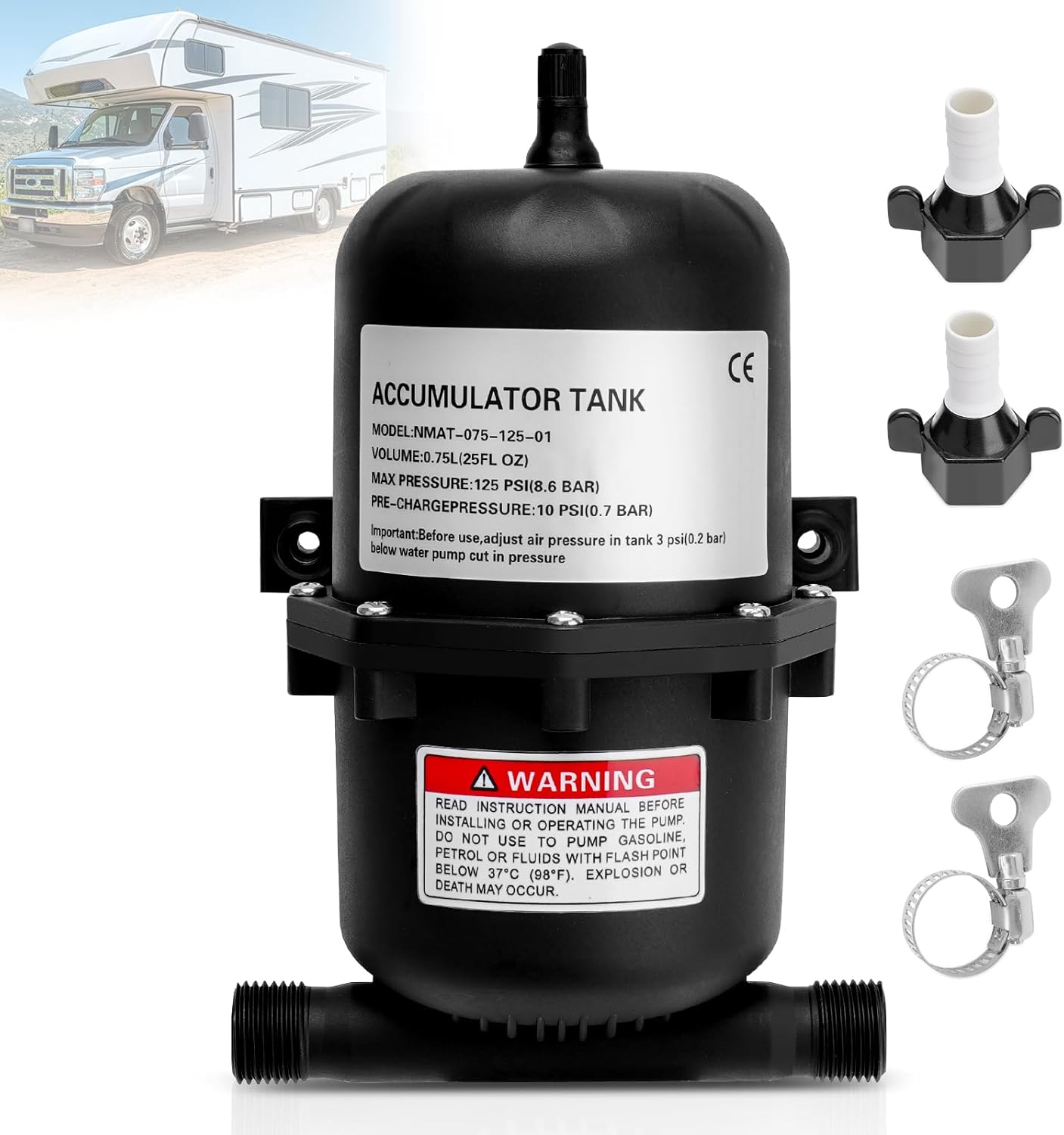 0.75L Pre-Pressurized Accumulator Tank, Max 125PSI Botswana | Ubuy
