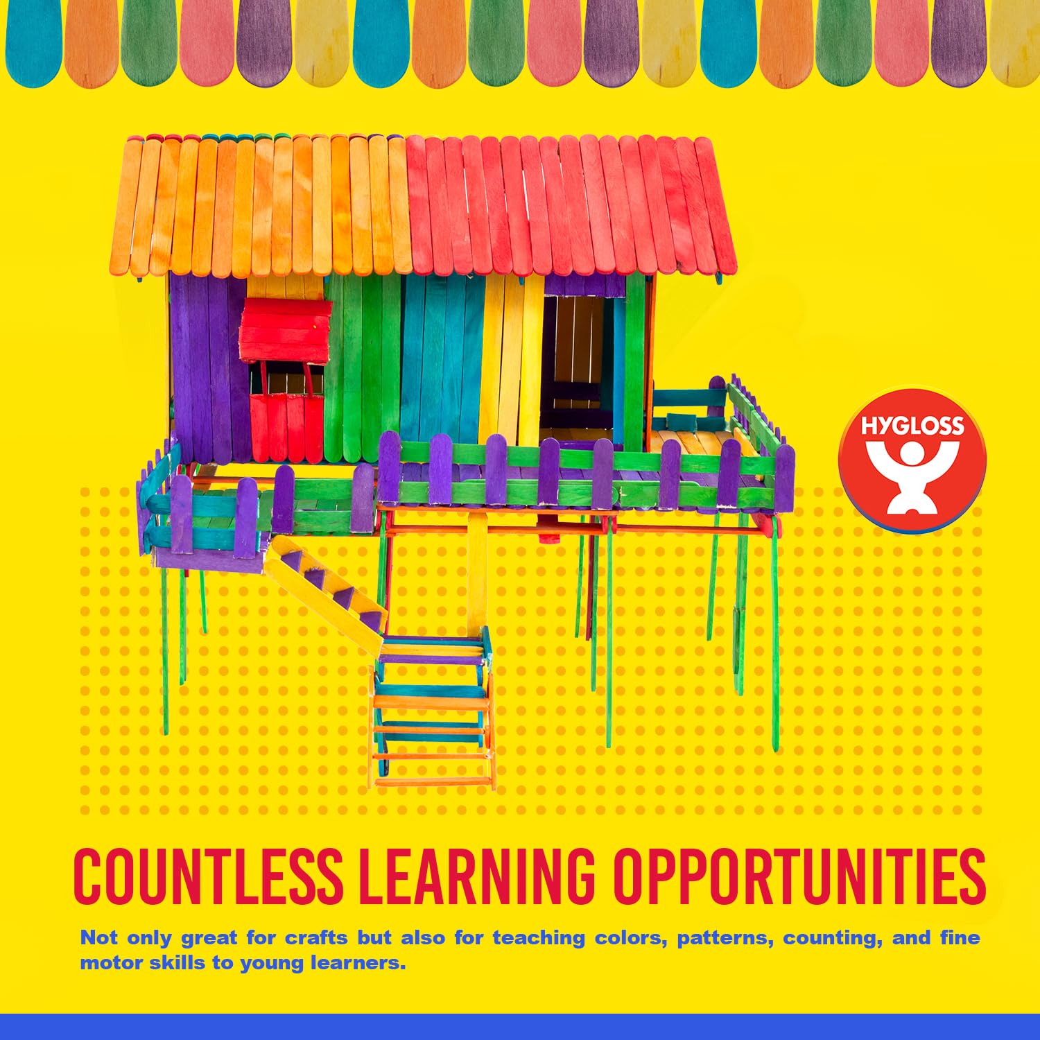 Snapklik.com : Hygloss Colored Spoon Popsicle Sticks - Vibrant Wooden ...